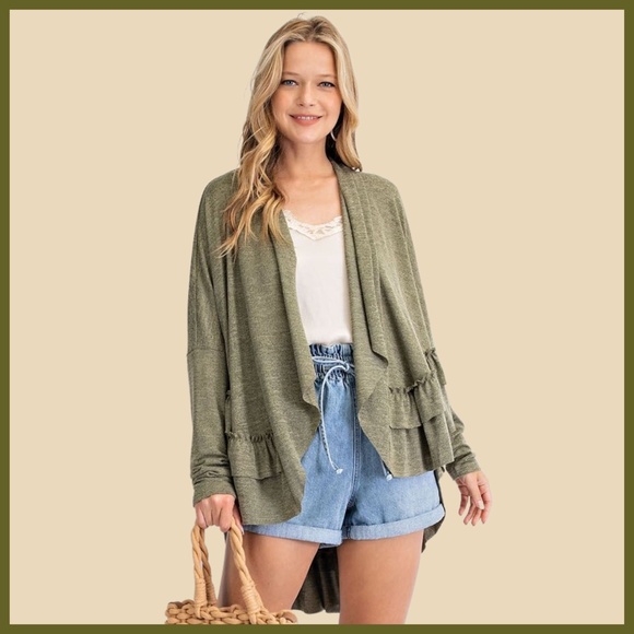 easel | Sweaters | Easel Step By Step Twotone Soft Knit Ruffle Trim ...